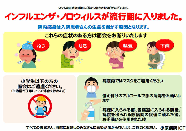インフルエンザ・ノロウイルス流行期体制 医療法人財団圭友会 小原病院 東京都中野区の高齢者向け療養型病院